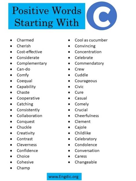 Positive Words Starting With C - EngDic