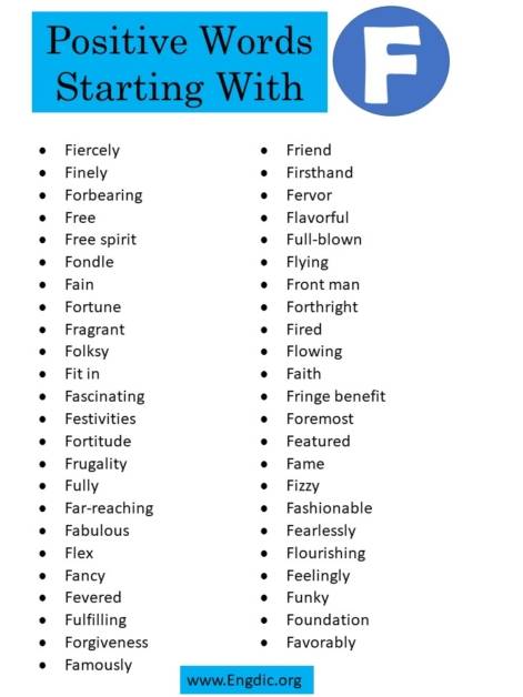 Positive Words Starting With F - EngDic