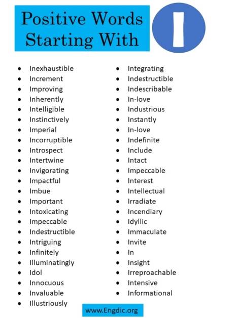 Positive Words Starting With I - EngDic