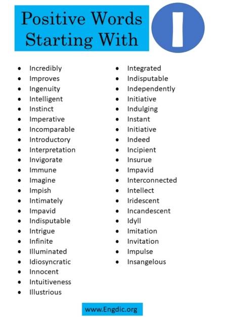 Positive Words Starting With I - EngDic