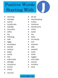 Positive Words Starting With J - EngDic