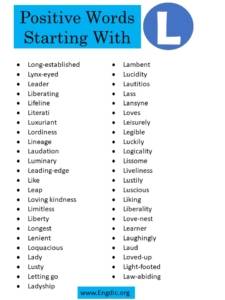 Positive Words Starting With L - EngDic