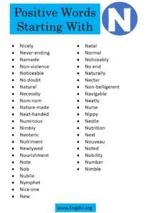 Positive Words Starting With N - EngDic