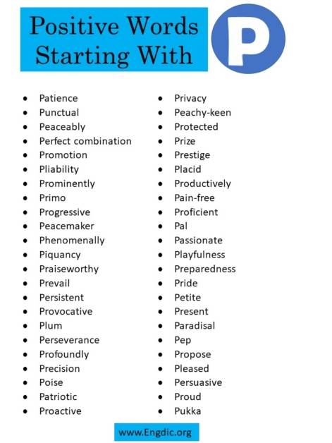 Positive Words Starting With P - EngDic