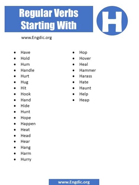 250 Verbs Starting With H (Complete List) - EngDic