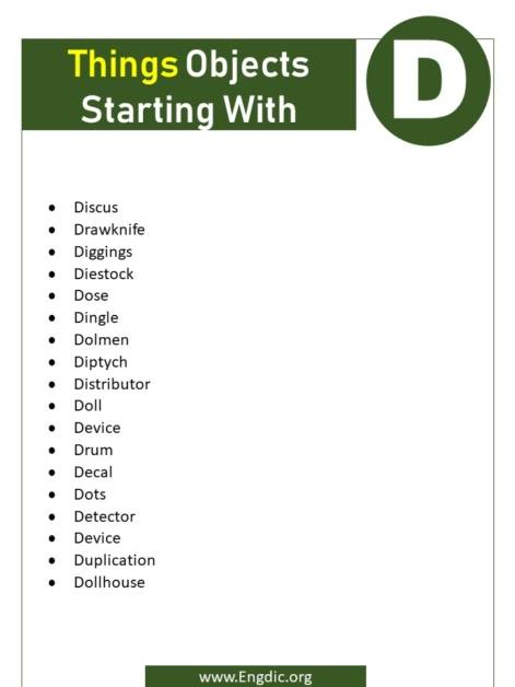 List Of Objects That Start With D - EngDic
