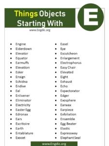 List Of Objects That Start With E - EngDic