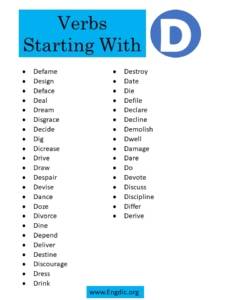 280+ Verbs Starting With D (Complete List) - EngDic