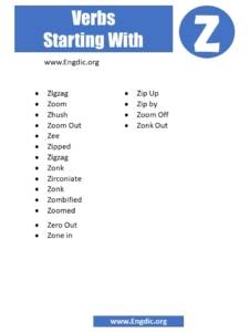 25 Verbs Starting with Z (Complete List) - EngDic