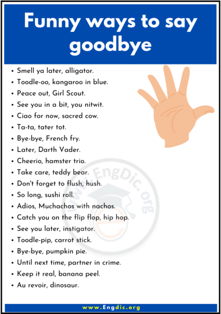 220+ Other Ways to say Goodbye, Synonyms of Goodbye - EngDic