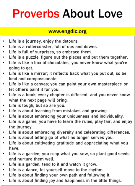 100+ Proverbs About Life, Love, and Success - EngDic
