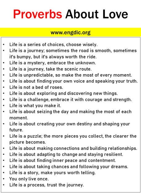 100+ Proverbs About Life, Love, and Success - EngDic