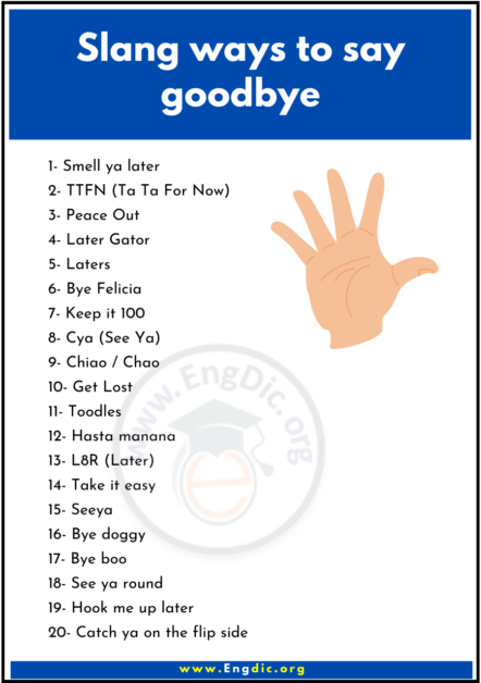 220+ Other Ways to say Goodbye, Synonyms of Goodbye - EngDic