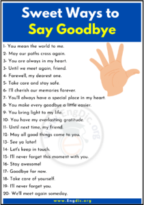 220+ Other Ways to say Goodbye, Synonyms of Goodbye - EngDic
