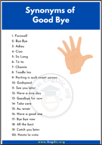 220+ Other Ways to say Goodbye, Synonyms of Goodbye - EngDic