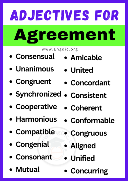 20+ Best Words to Describe a Agreement, Adjectives for Agreement - EngDic