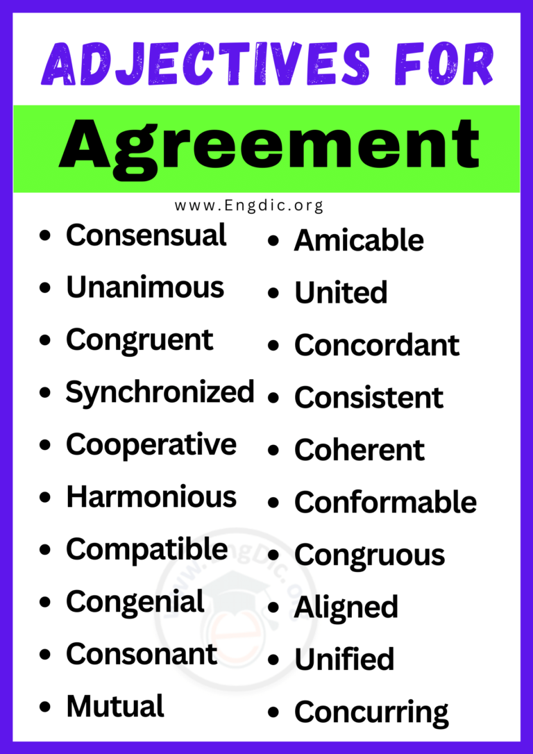 20+ Best Words to Describe a Agreement, Adjectives for Agreement - EngDic