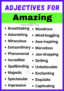20+ Best Words to Describe a Amazing, Adjectives for Amazing - EngDic