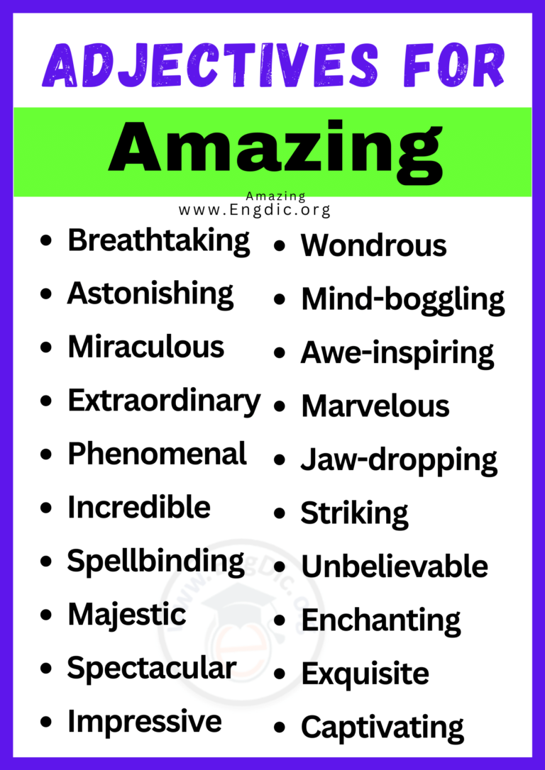 20+ Best Words to Describe a Amazing, Adjectives for Amazing - EngDic