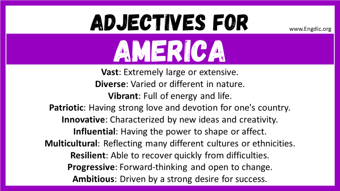 20+ Best Words to Describe America, Adjectives for America - EngDic