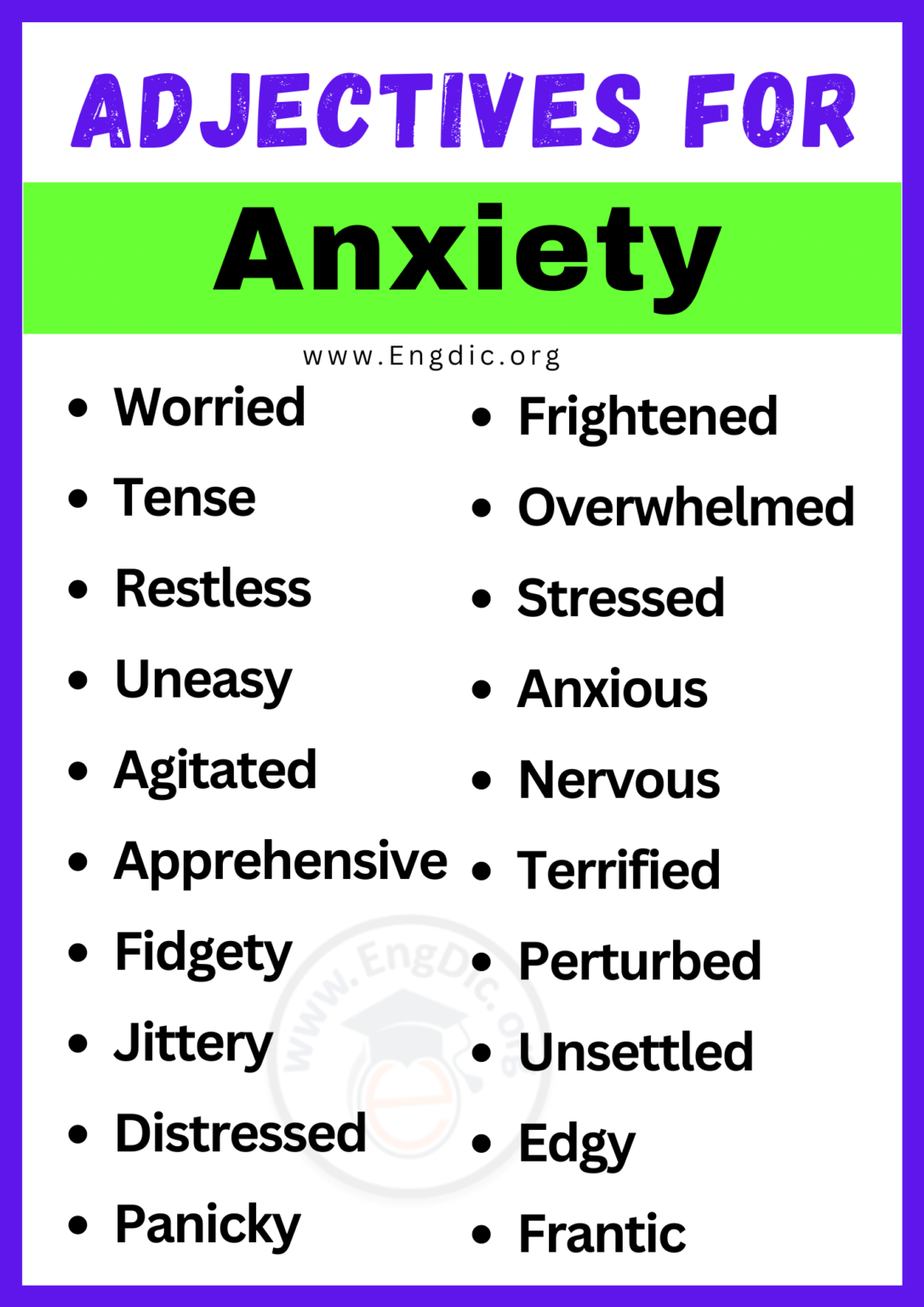 20+ Best Words to Describe Anxiety, Adjectives for Anxiety - EngDic