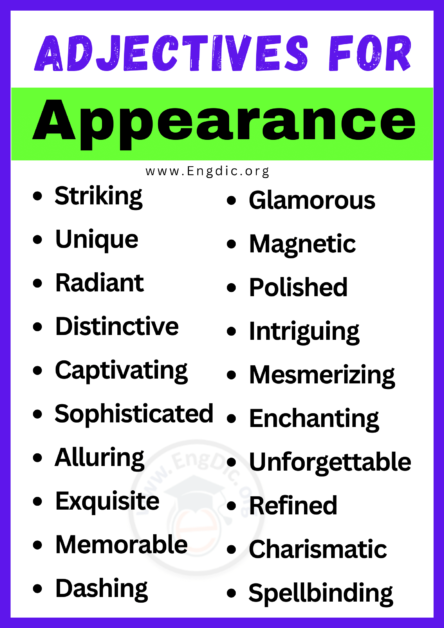 20+ Best Words to Describe Appearance, Adjectives for Appearance - EngDic