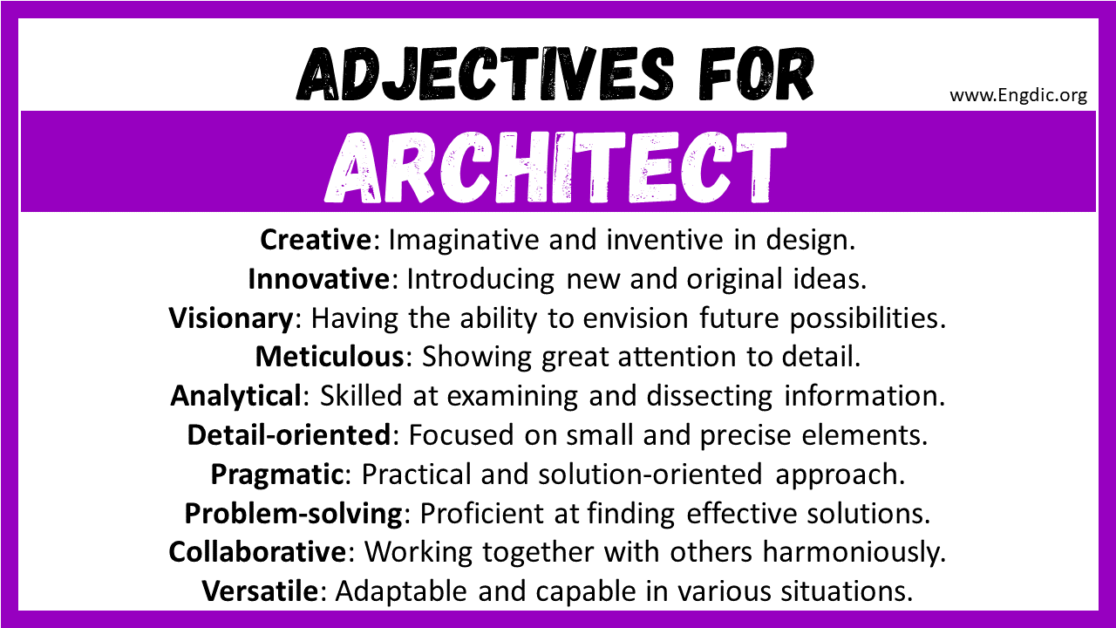 20+ Best Words to Describe Architect, Adjectives for Architect - EngDic
