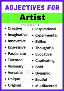 20+ Best Words to Describe Artist, Adjectives for Artist - EngDic