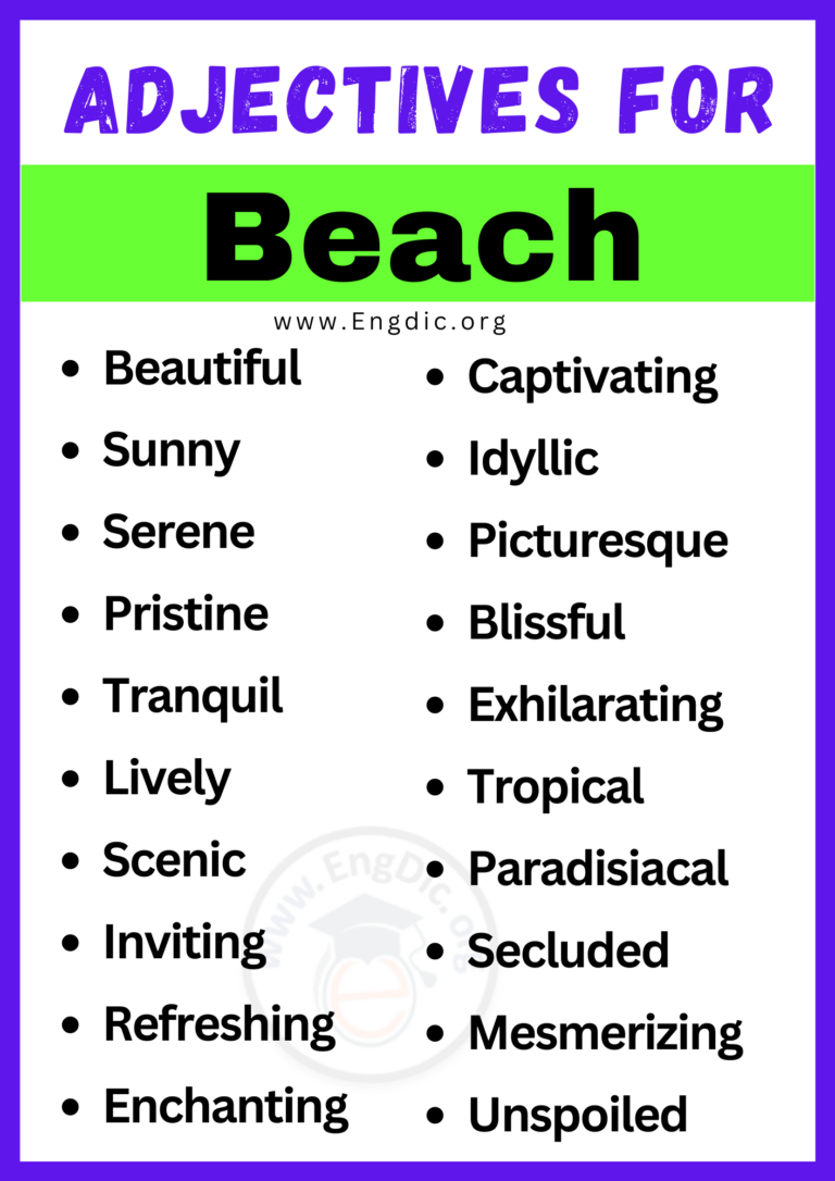 20+ Best Words to Describe Beach, Adjectives for Beach - EngDic