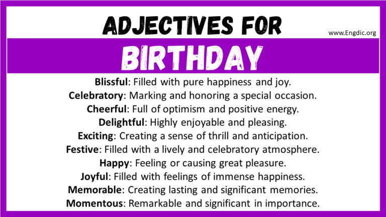 20+ Best Words to Describe Birthday, Adjectives for Birthday - EngDic