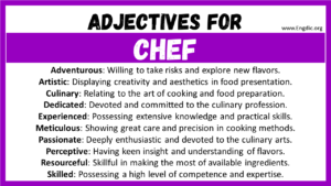 20+ Best Words to Describe Chef, Adjectives for Chef - EngDic