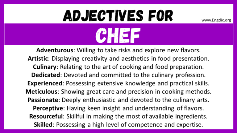 20+ Best Words to Describe Chef, Adjectives for Chef - EngDic