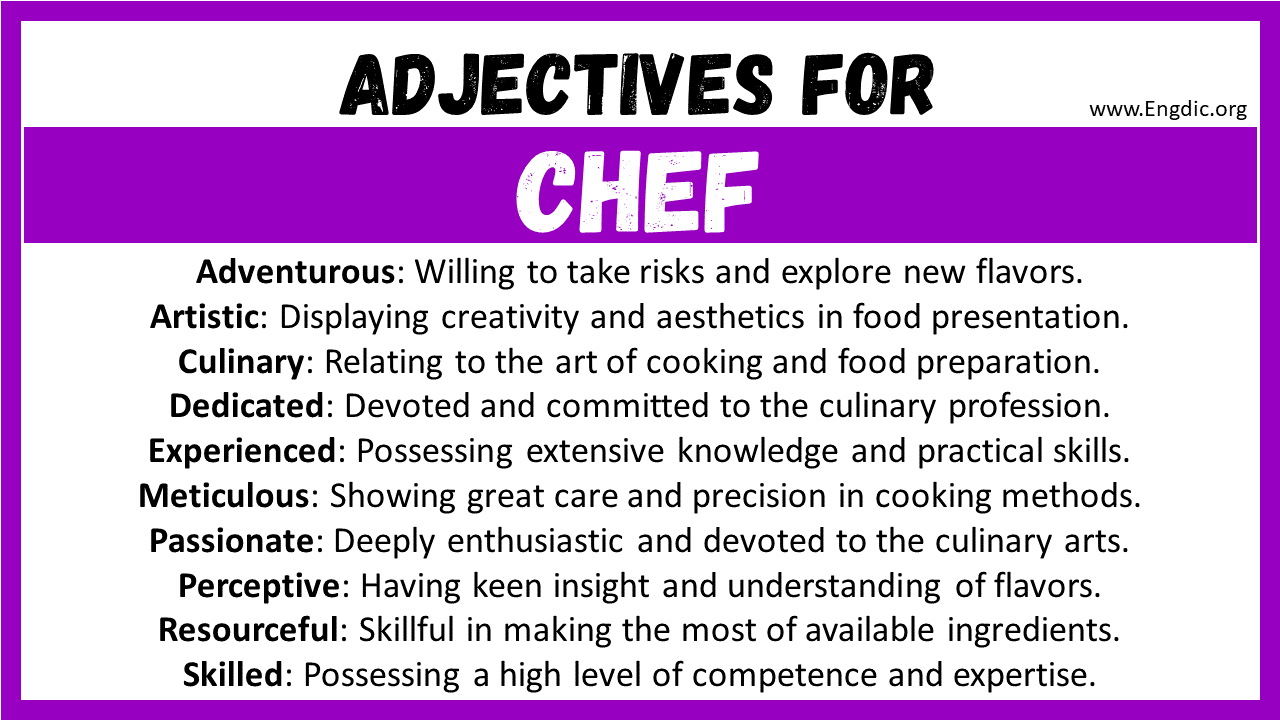 20+ Best Words to Describe Chef, Adjectives for Chef - EngDic