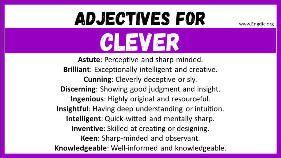 20+ Best Words to Describe Clever, Adjectives for Clever - EngDic