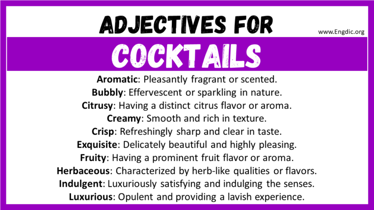 20+ Best Words to Describe Cocktails, Adjectives for Cocktails - EngDic