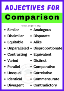 20+ Best Adjectives for Comparison, Words to Describe Comparison - EngDic