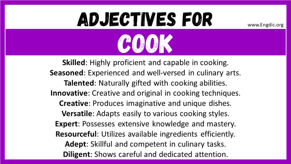 20+ Best Words to Describe Cook, Adjectives for Cook - EngDic