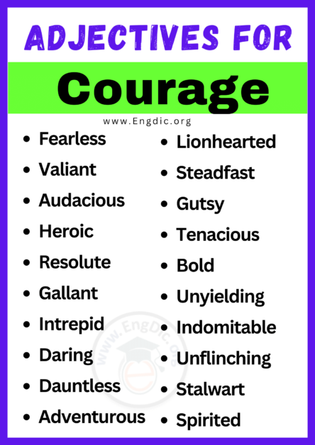 20+ Best Words to Describe Courage, Adjectives for Courage - EngDic