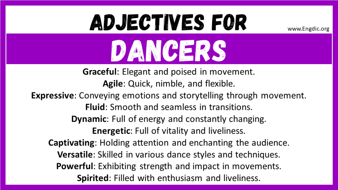20+ Best Words to Describe Dancers, Adjectives for Dancers - EngDic