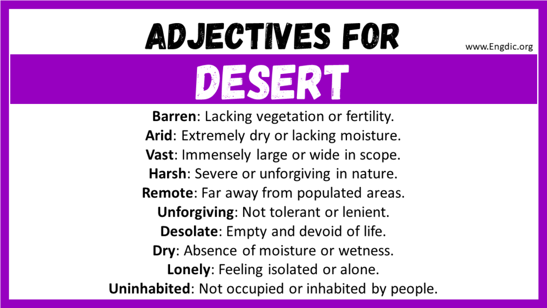 20+ Best Words to Describe Desert, Adjectives for Desert - EngDic