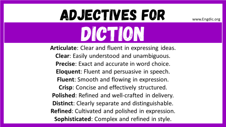 20+ Best Words to Describe Diction, Adjectives for Diction - EngDic