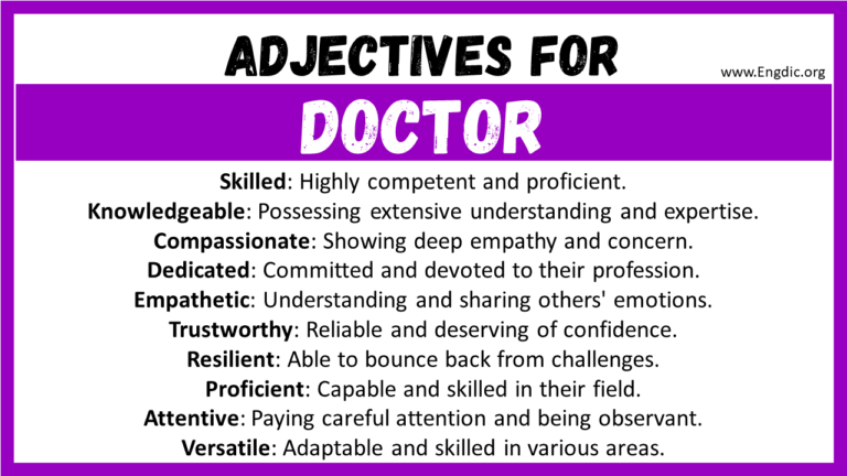 20+ Best Words to Describe Doctor, Adjectives for Doctor - EngDic