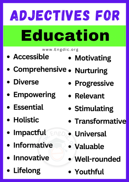 20+ Best Words to Describe Education, Adjectives for Education - EngDic