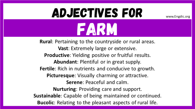 20+ Best Words to Describe Farm, Adjectives for Farm - EngDic