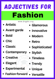 20+ Best Words to Describe Fashion, Adjectives for Fashion - EngDic