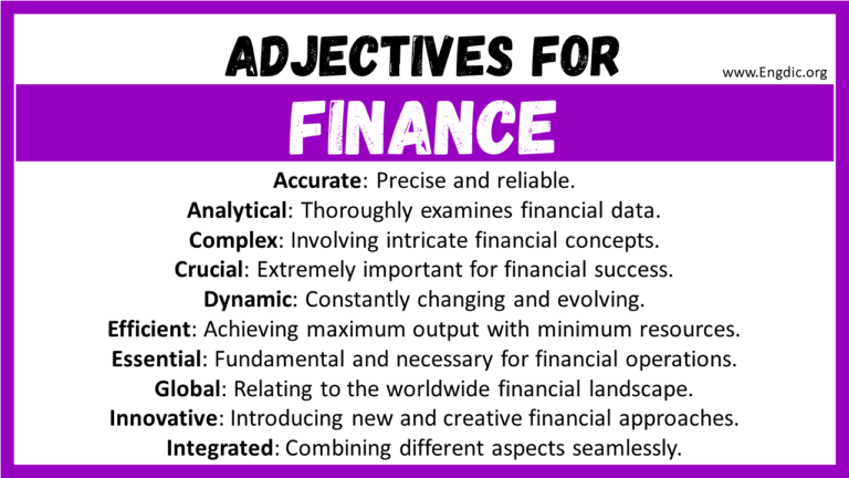 20+ Best Words to Describe Finance, Adjectives for Finance - EngDic