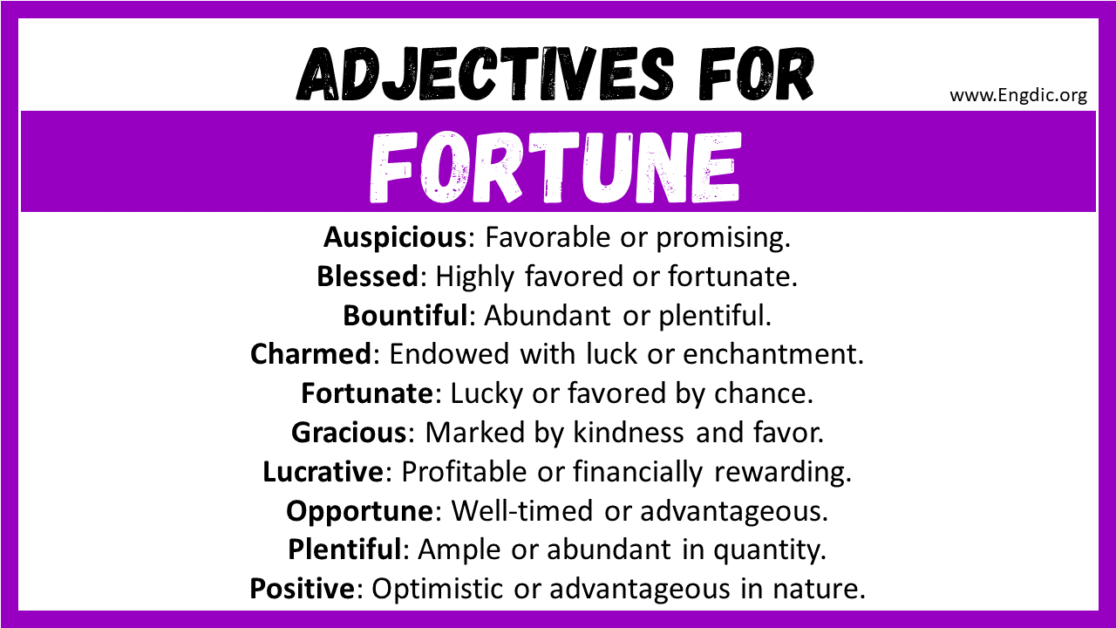 20+ Best Words to Describe Fortune, Adjectives for Fortune - EngDic