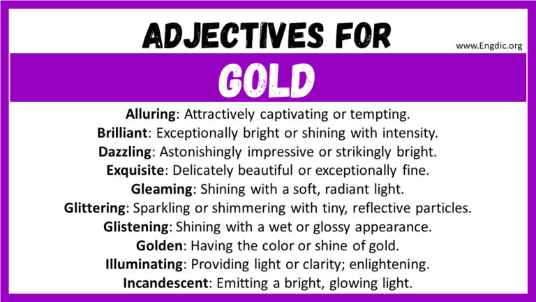 20+ Best Words to Describe Gold, Adjectives for Gold - EngDic
