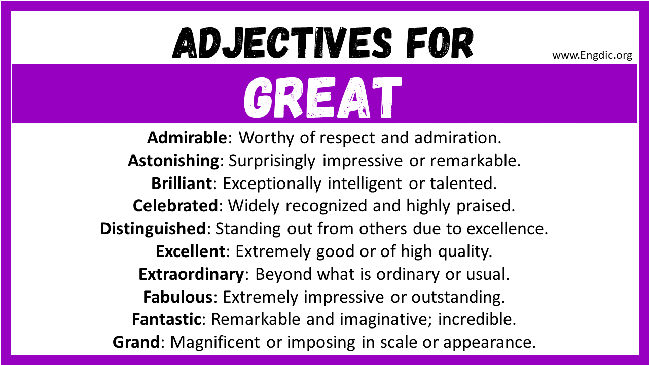 20+ Best Words to Describe Great, Adjectives for Great - EngDic