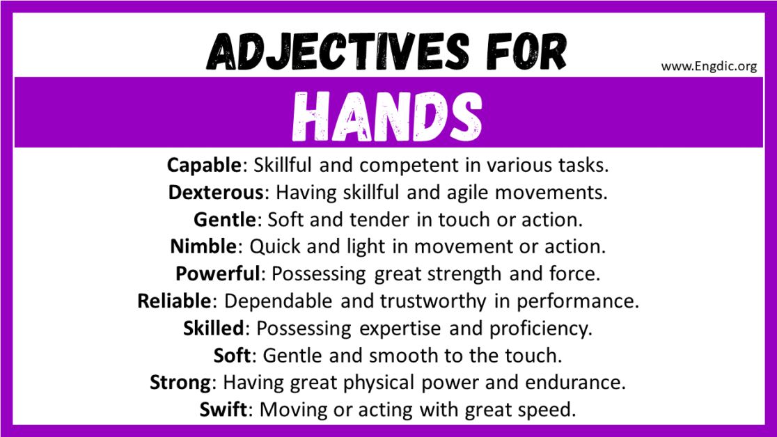 20+ Best Words to Describe Hands, Adjectives for Hands - EngDic